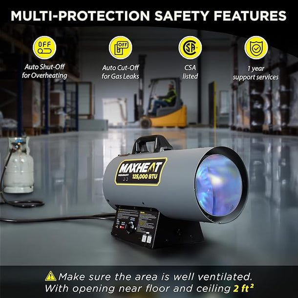 MAXHEAT Forced Air Propane Heater - Smart Auto Control for Garages ...